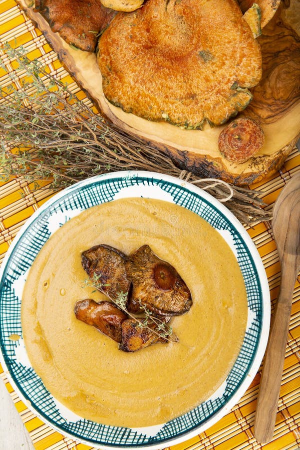 Red Pine Mushroom or Saffron Milk Cap Cream Soup Stock Photo - Image of ...