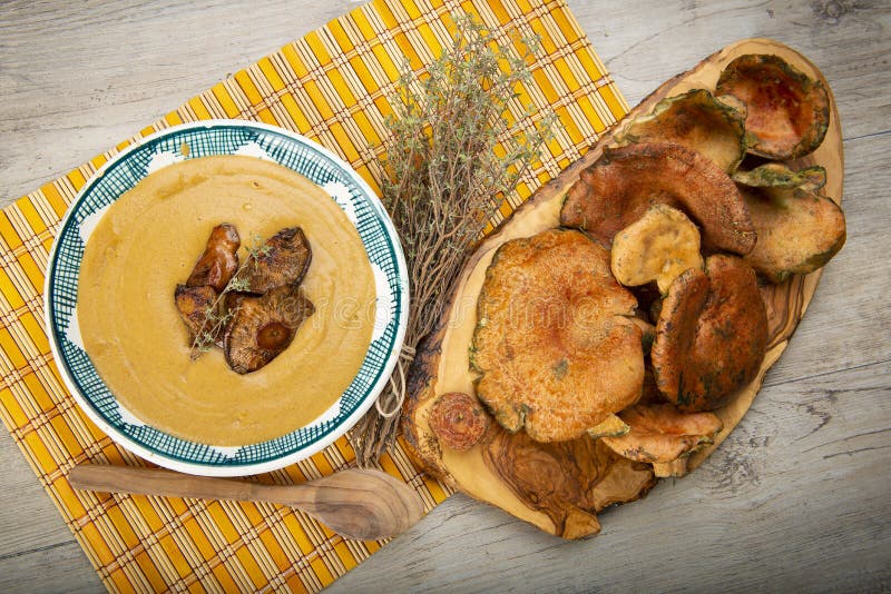 Red Pine Mushroom or Saffron Milk Cap Cream Soup Stock Image - Image of ...