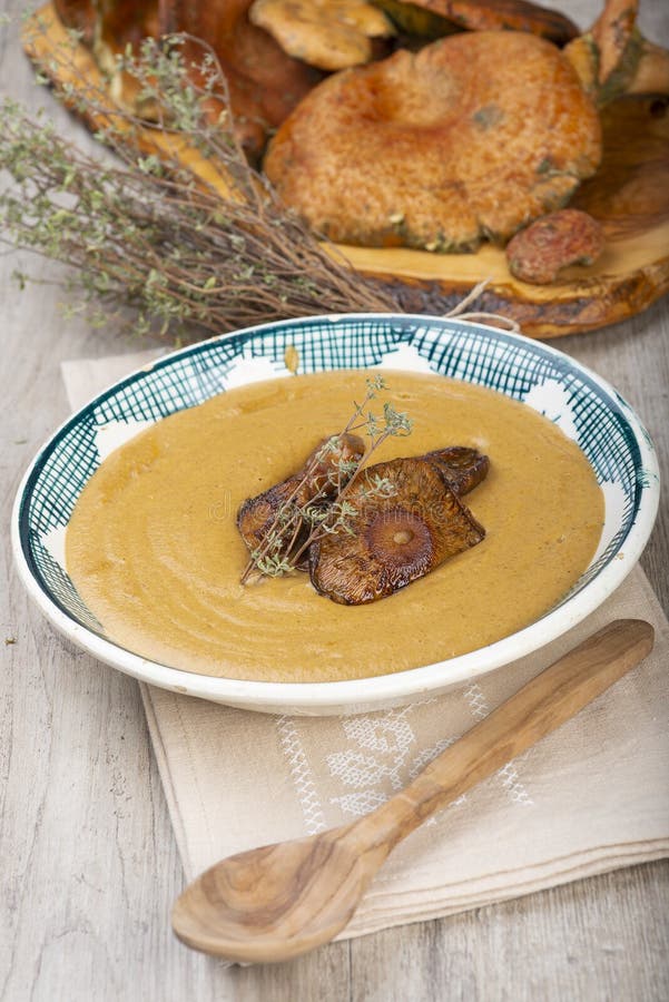 Red Pine Mushroom or Saffron Milk Cap Cream Soup Stock Photo - Image of ...