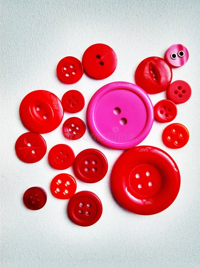 Big and Smal Red Buttons on Wihte Stock Image - Image of bright, sewing ...