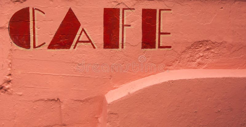Red on pink cafe sign stock image. Image of seas, wall - 59337995