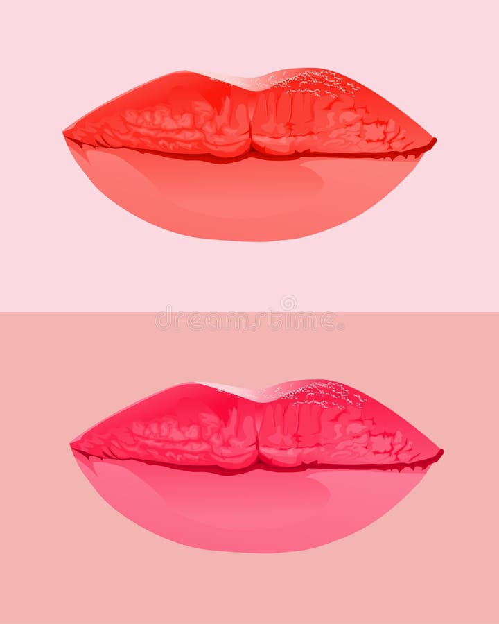Red and pink female lips. stock illustration. Illustration of lips ...
