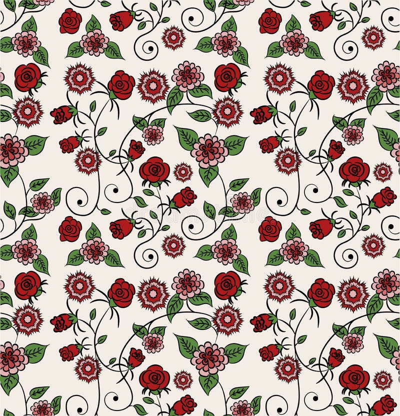 Red and Pink Floral Pattern. Stock Vector - Illustration of background ...