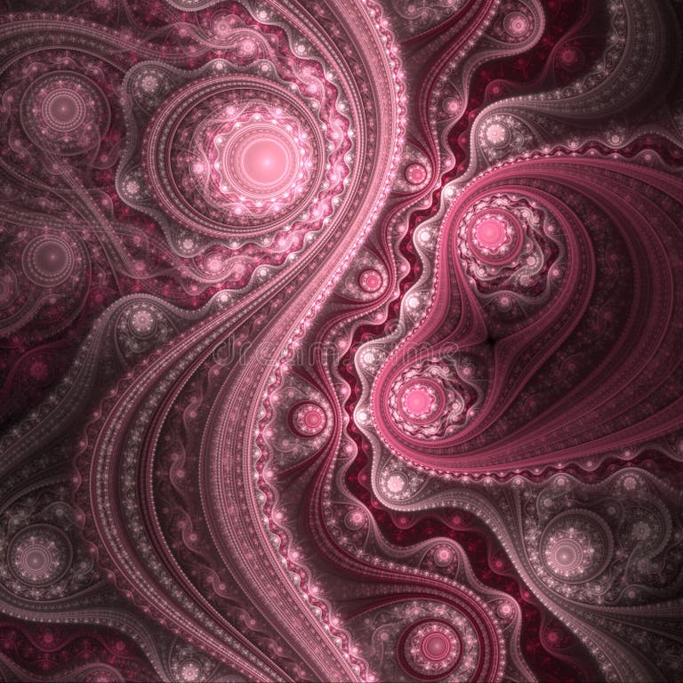 Red and Pink Fractal Clockwork Stock Illustration - Illustration of ...