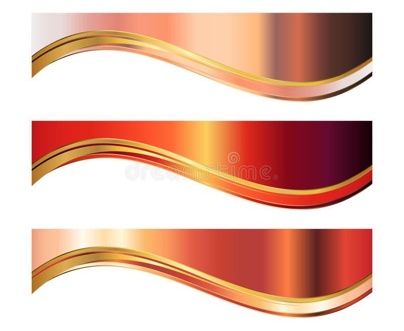 Red, Pink and Gold Letterhead Header Divider Template Set Stock Vector ...