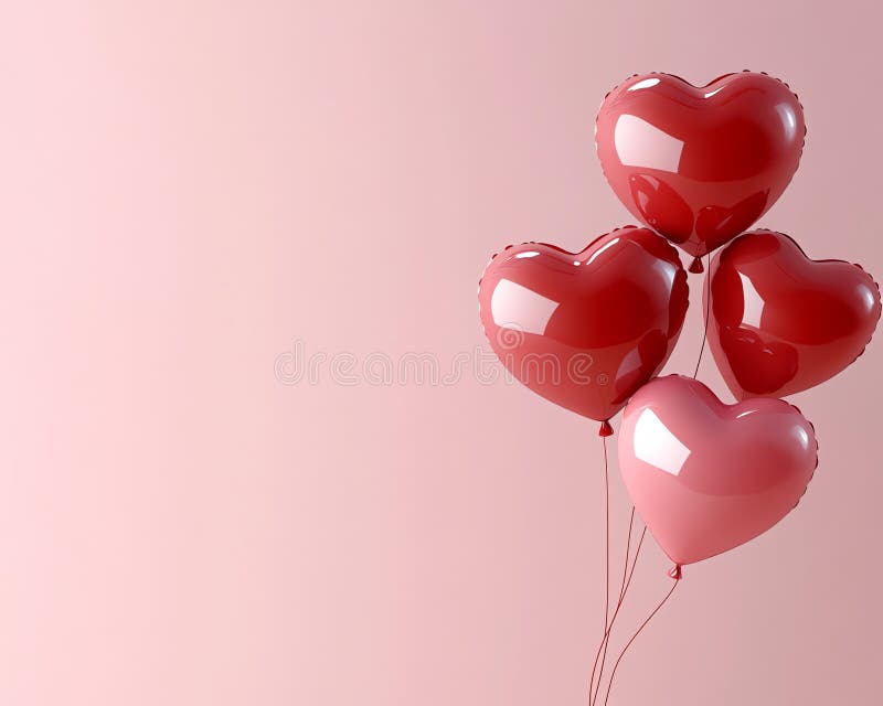 Red and Pink Heart Balloons on Pink Stock Image - Image of romantic ...