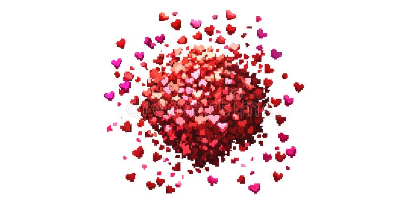 Red and Pink Heart Particles Forming a Sphere Isolated on Transparent ...