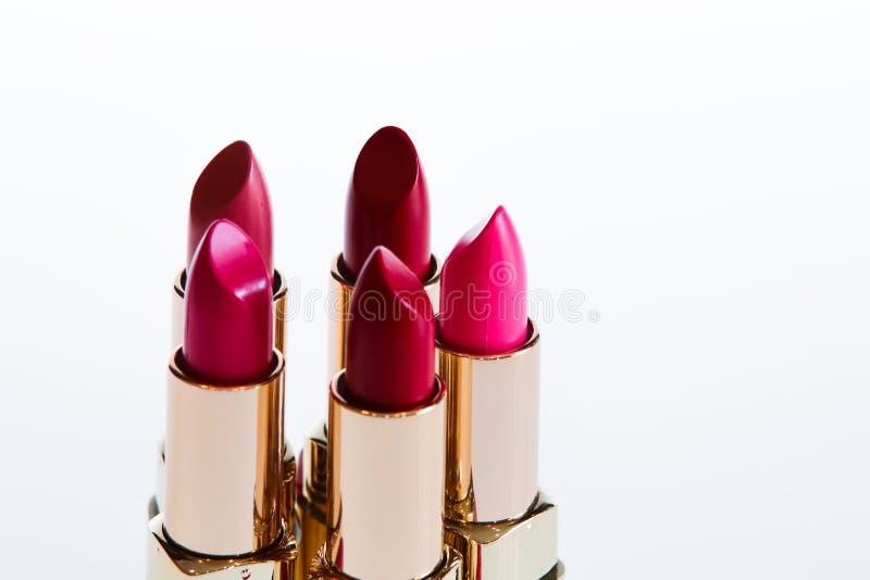 Red and Pink Lipsticks in White Back Ground Stock Photo - Image of five ...