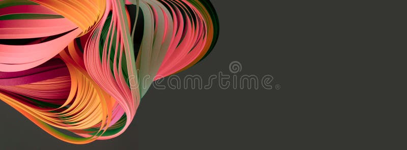 Red And Pink Neon Color Strip Wave Paper Abstract Texture Black Long Horizontal Background