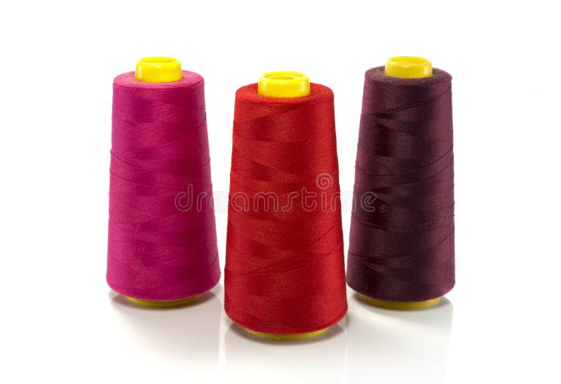 Red Pink and Purple Bobbin with Thread Stock Photo - Image of handmade ...