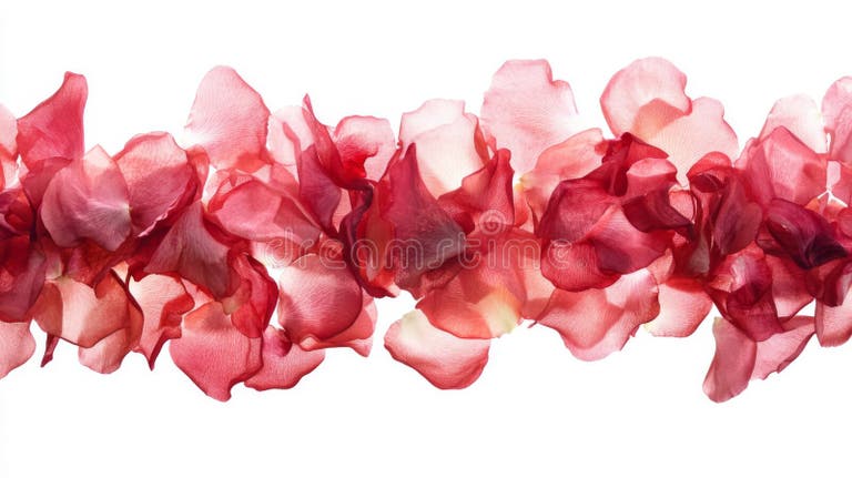 Red and Pink Rose Petals Line Seamless Pattern on White Background ...
