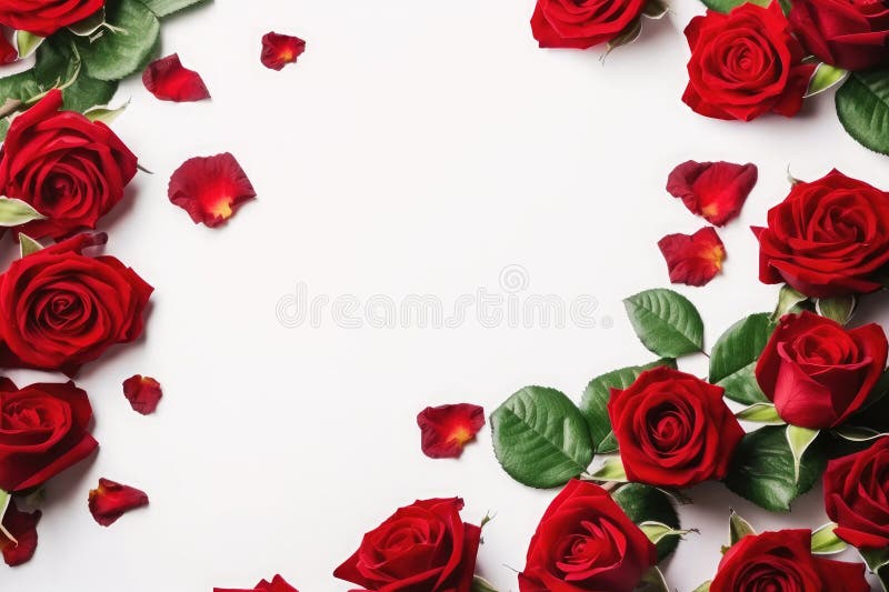 Red and Pink Roses Ornament on White Background Stock Illustration ...