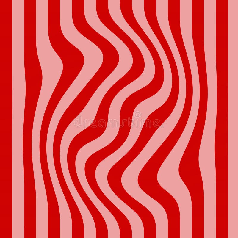 Red and Pink Stripes Pattern. Deformed Surface. Abstract Squiggly Lines ...