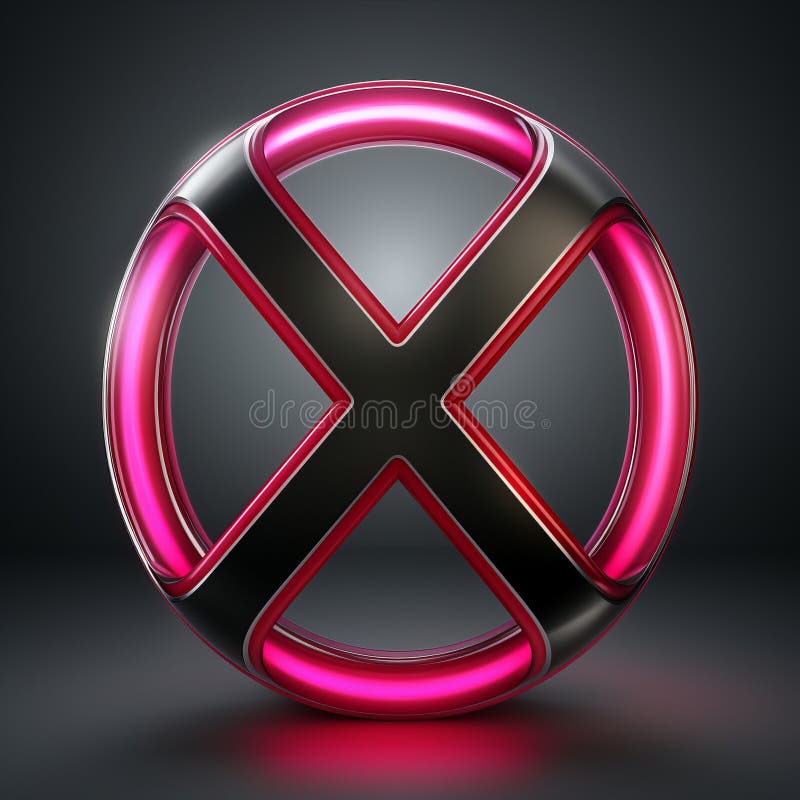 A Red and Pink X Symbol on a Black Background Stock Illustration ...
