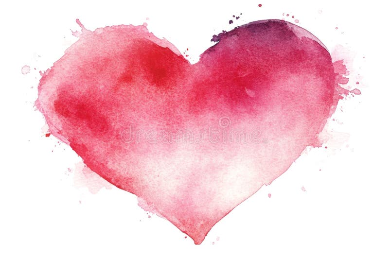 Red and Pink Watercolor Heart Shape Painted on White Background ...