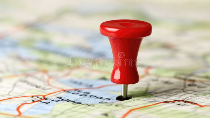 Red Pinpoint Marker on Detailed Road Map Close-up Stock Photo - Image ...