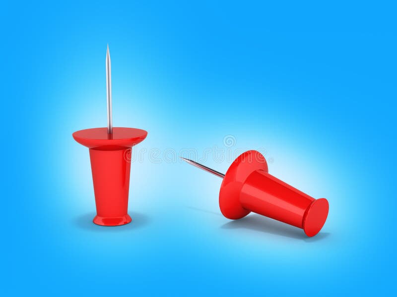 Red Pins On Blue Gradient Background 3d Stock Illustration ...