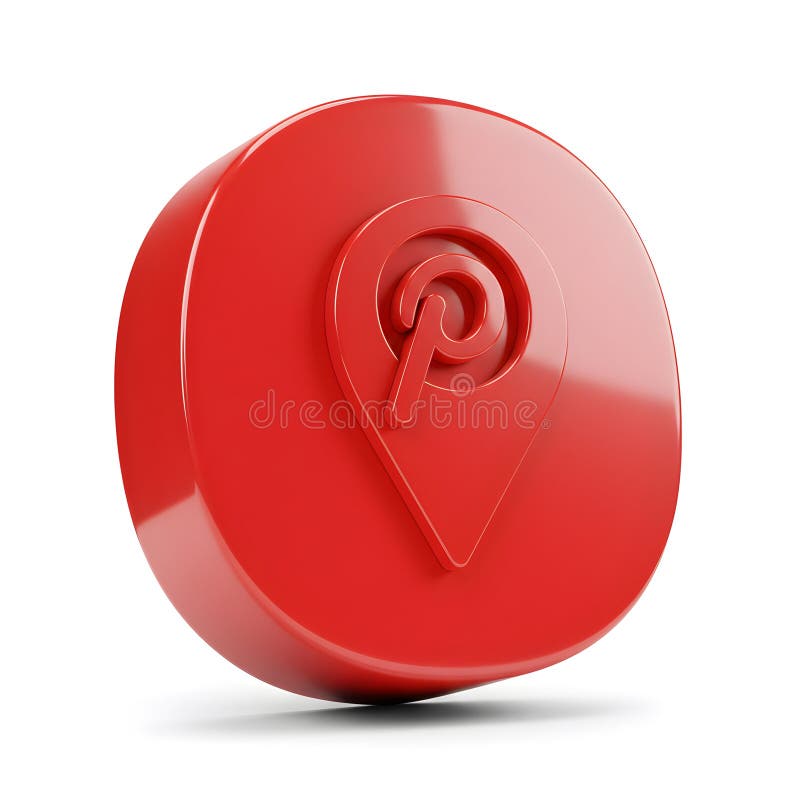 Red Pinterest Location Pin Icon 3D Render: a Glossy, Three-dimensional ...