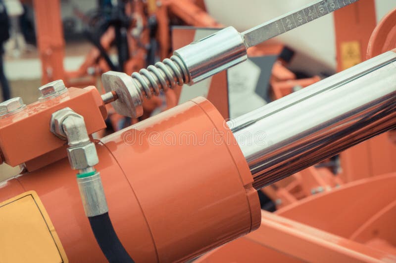 Red Piston or Actuator As Part of Pneumatic or Hydraulic Machine ...