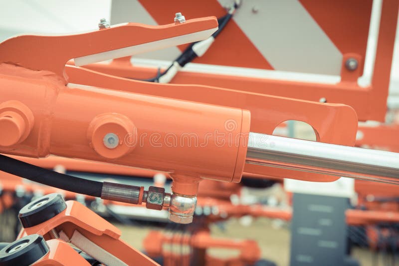 Red Piston or Actuator in Pneumatic or Hydraulic Machine. Technology ...