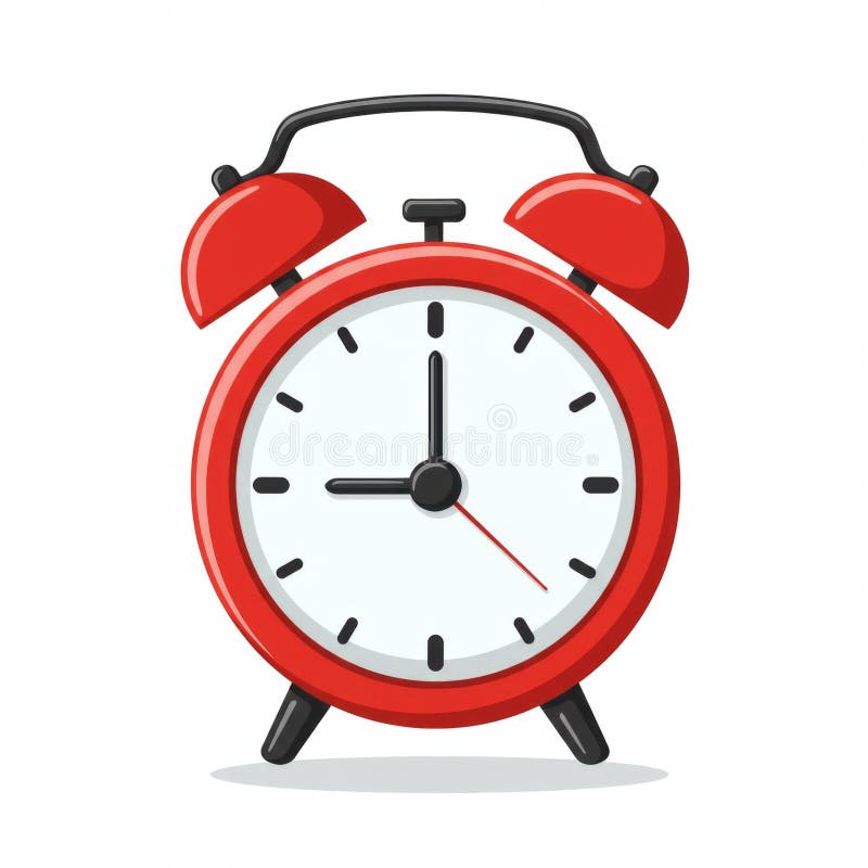 Red Pixel Art Alarm Clock on White Background Stock Illustration ...