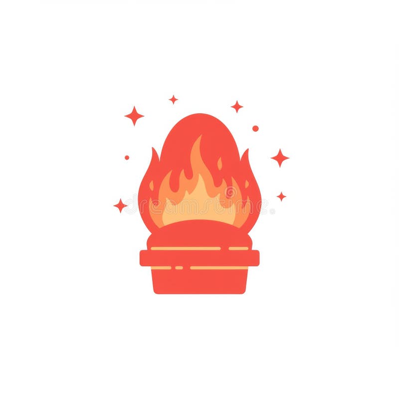 Red Pixel Art Fire Flame Icon on White Background with Glowing Stars ...