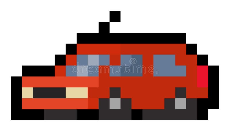 Red Pixel Car - Isolated 8 Bit Vector Stock Vector - Illustration of ...