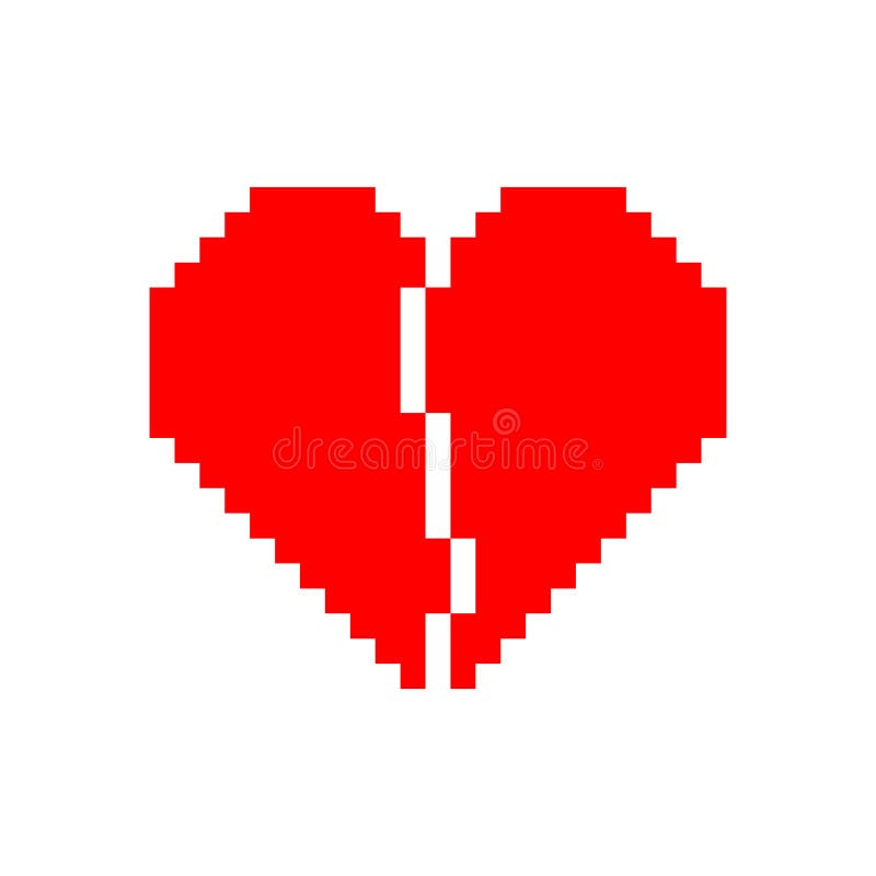 Red Pixel Heart Broken Vector 8-bit Stock Vector - Illustration of ...