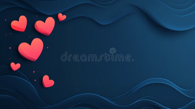 Red Pixel Hearts on Dark Blue Wavy Background Stock Illustration ...