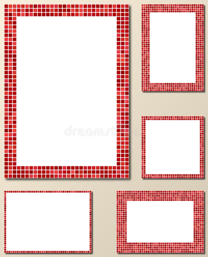 Red Pixel Mosaic Page Border Template Set Stock Vector - Illustration ...