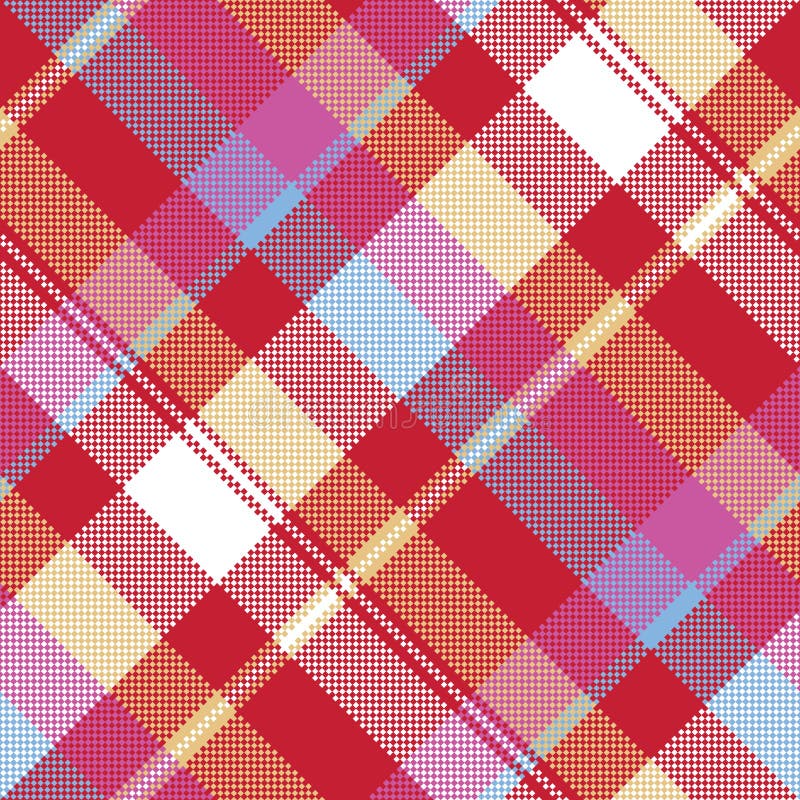 Red Pixel Plaid Seamless Fabric Texture Stock Vector - Illustration of ...
