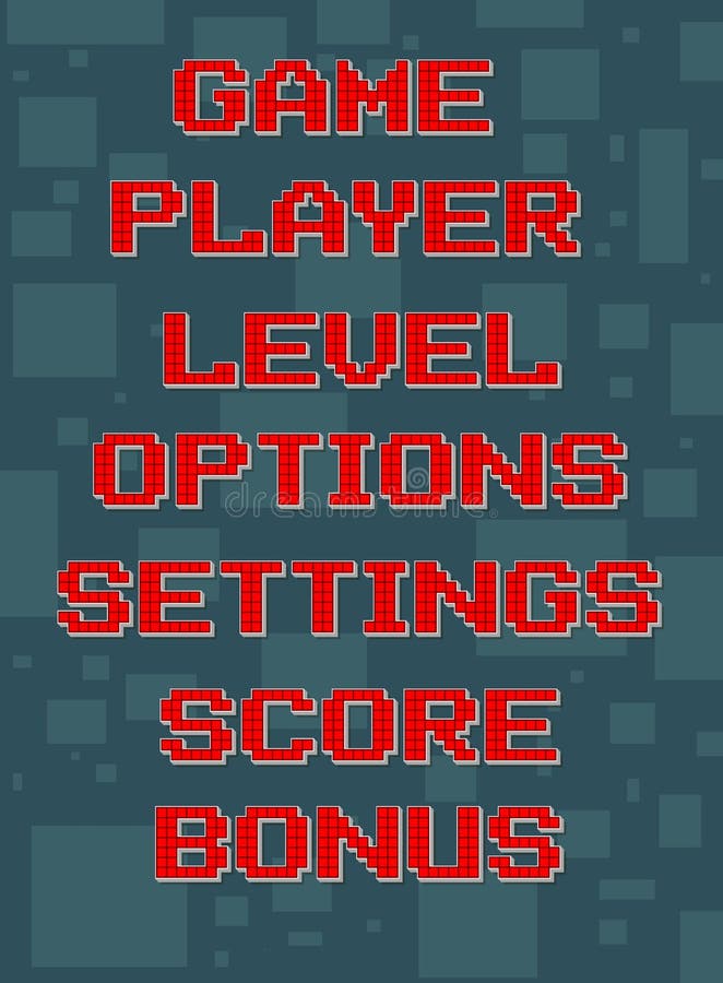Red Pixel Retro Different Text for Video Games Set Stock Vector ...