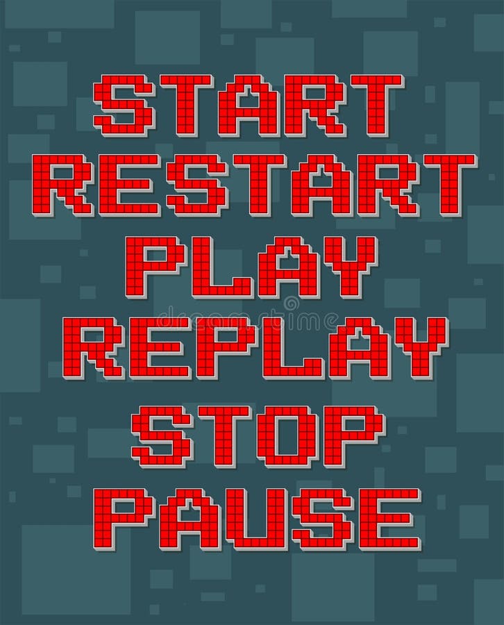 Red Pixel Retro Different Text for Video Games Set Stock Vector ...