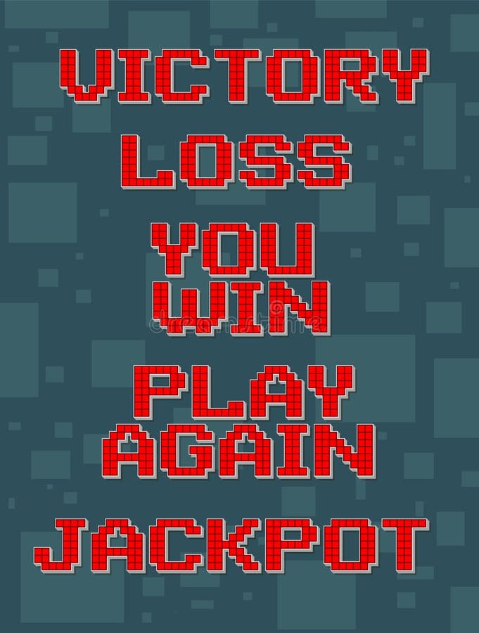 Red Pixel Retro Different Text for Video Games Set Stock Vector ...