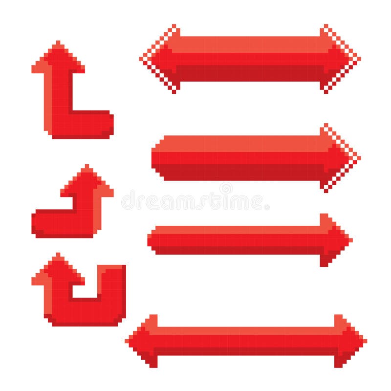 Red pixel style arrow set stock vector. Illustration of concept - 75945599