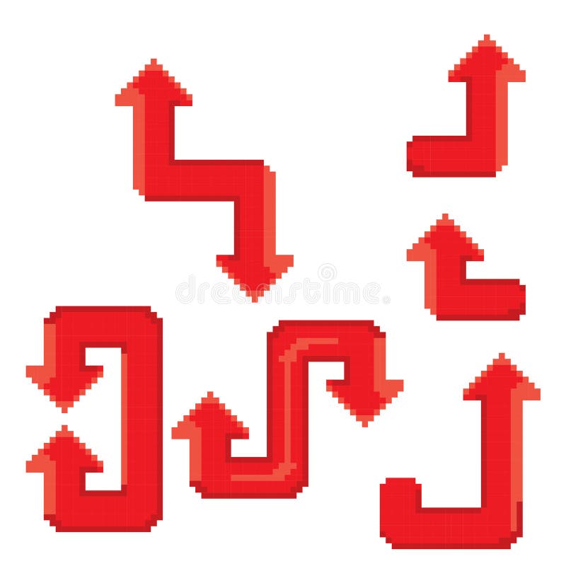 Red pixel style arrow set stock vector. Illustration of business - 75946205