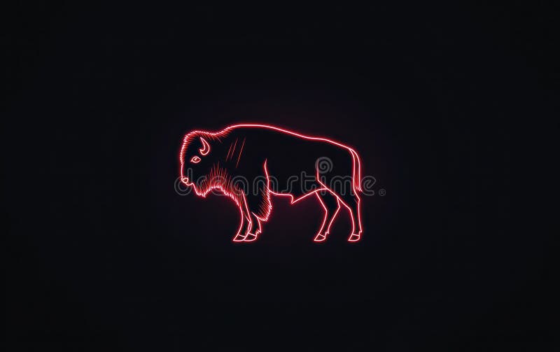 Red Pixelated Bison Silhouette on Dark Background Stock Illustration ...