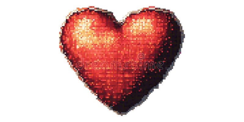 Red Pixelated Heart Icon Isolated on Transparent Background Stock ...