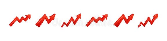 Red Pixelated Zigzag Arrows Display Upward Movement in Sequence for ...