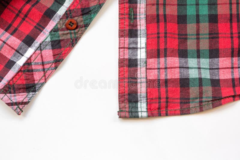 Red plaid shirt on white stock image. Image of buttons - 60505869