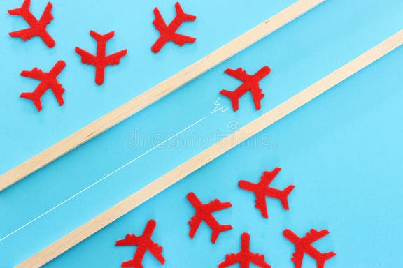 Red Plane Leads the Way and Moving Ahead Stock Photo - Image of blue ...