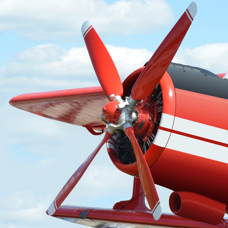 Red plane with propeller stock photo. Image of travel - 81027902
