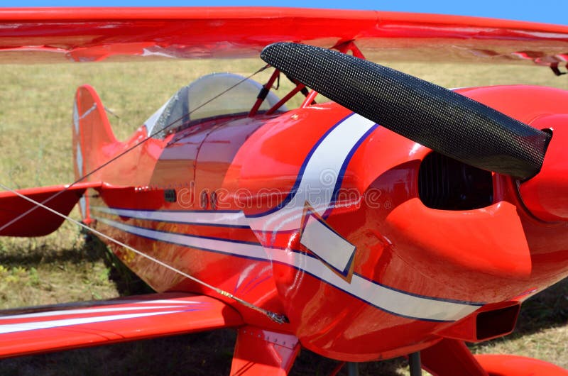 Red Plane Stands on a Dirt Runway Stock Photo - Image of pilotage ...