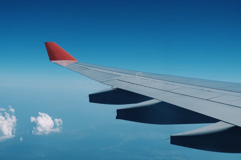 Red Plane Wings and Blue Skies Stock Image - Image of high, transport ...