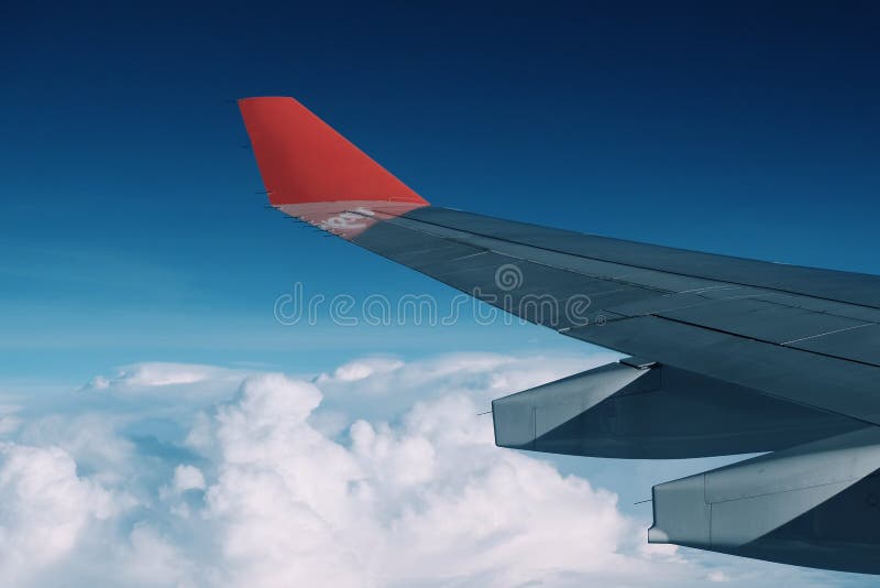 Red Plane Wings and Blue Skies Stock Photo - Image of background, blue ...