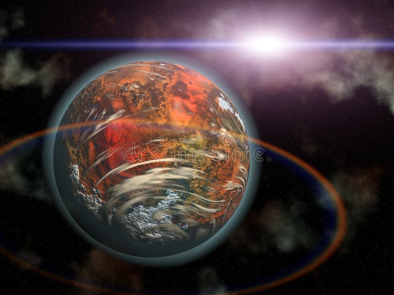 Red Planet Earth in Outer Space Stock Illustration - Illustration of ...