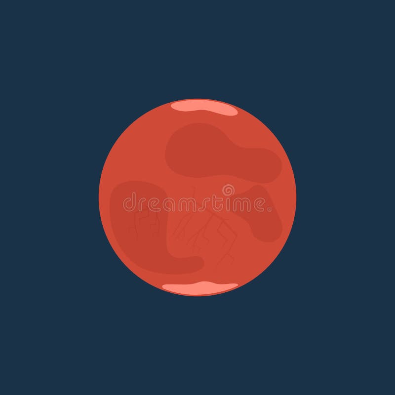 Red Planet Mars, Flat Isolated 2d Vector Stock Vector - Illustration of ...