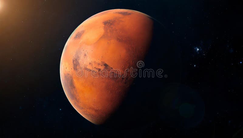 Red Planet Mars, with a Half-illuminated Surface Against a Backdrop of ...