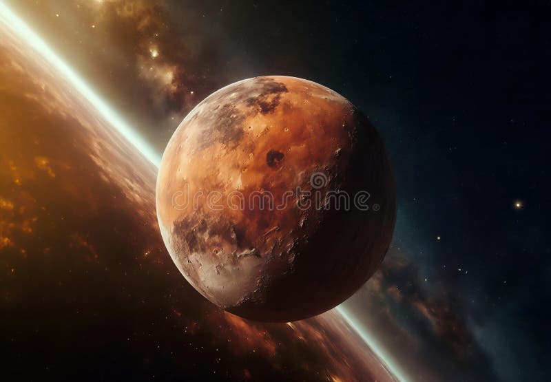 Red Planet Mars, with a Half-illuminated Surface Against a Backdrop of ...
