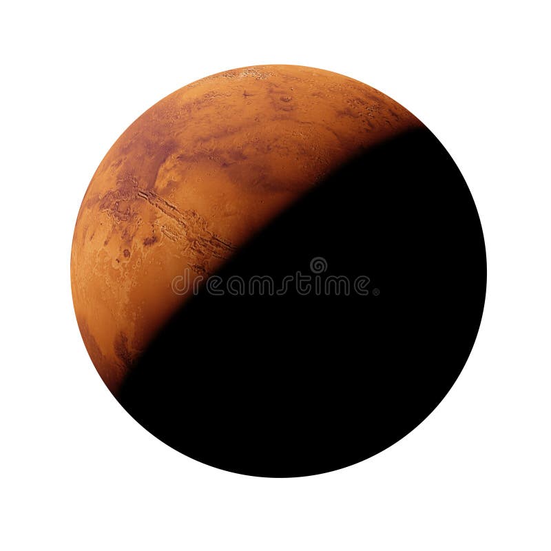 The Red Planet Mars Isolated on White Background, Part of the Solar ...